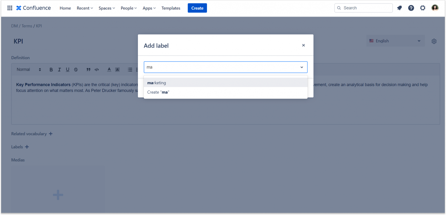 How to manage labels in Smart Terms for Confluence | Creativas